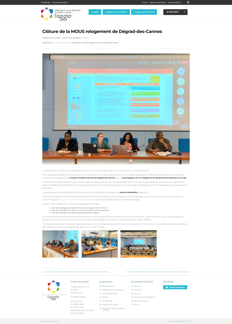 COMMUNAUTÉ D’AGGLOMÉRATION DU CENTRE LITTORAL – Côté cube